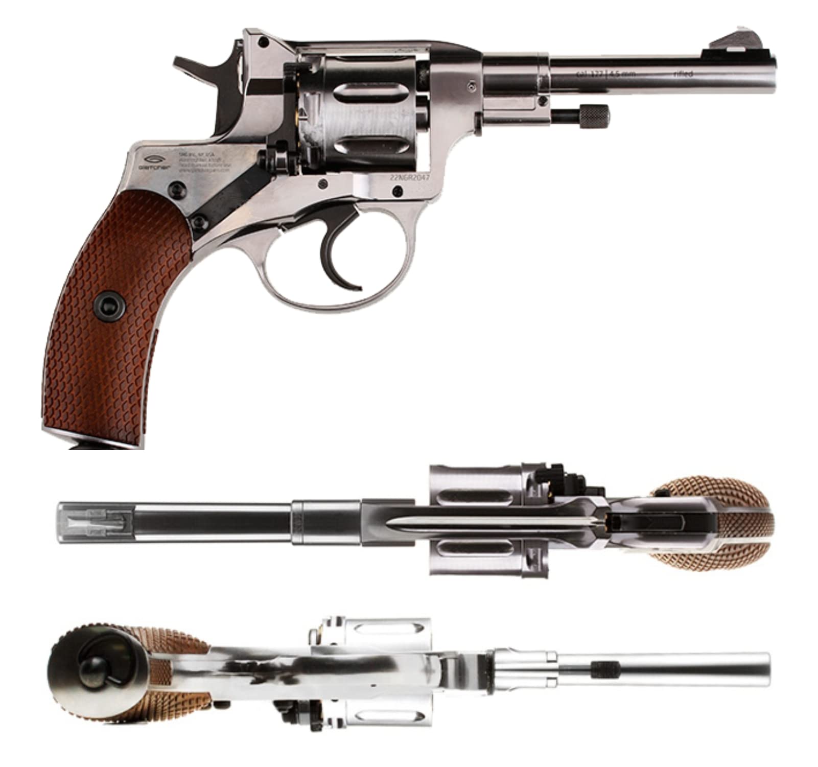 Gletcher NGT RF .177 Cal CO2 Pellet Silver Air Pistol with Safety Lever with Pack of 500x Pellets and 5xCO2 and Hard Case and Extra 7 Capsules Bundle