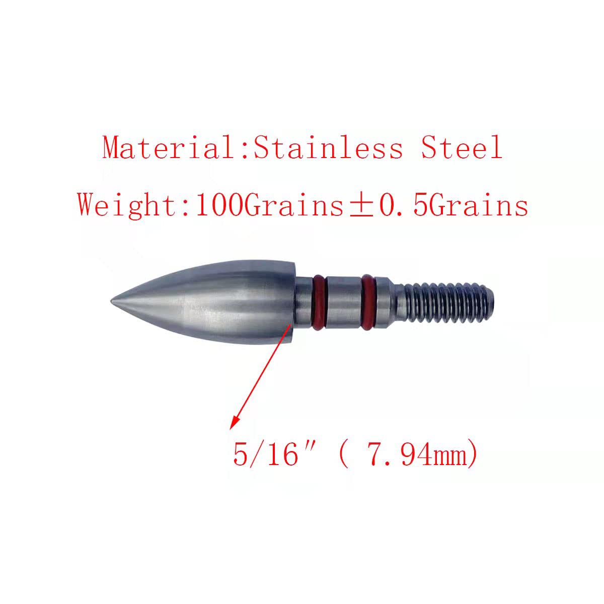 Field Points arrowheads 100/125/150/200 Grains Archery Stainless Steel Screw in Tips and Broadheads (1 Dozen 12 PCS)(5/16″100 Grains)