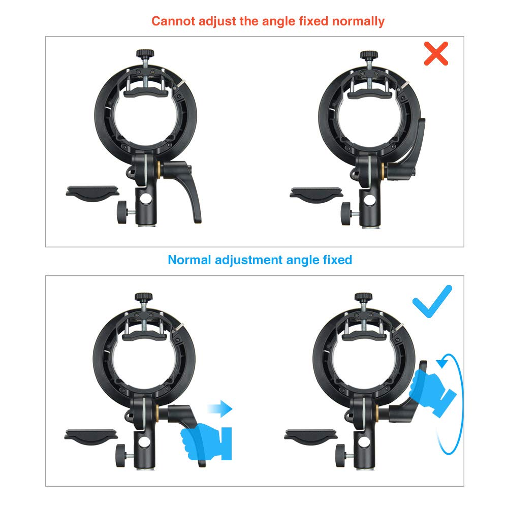 Godox S2 Speedlite S-Type Bracket Bowens Mount, for Godox V1 AD200Pro AD400Pro AD200 V860II TT685 TT600 TT350, Precise Tilt Control, Large Handle, Integrated Umbrella Mount