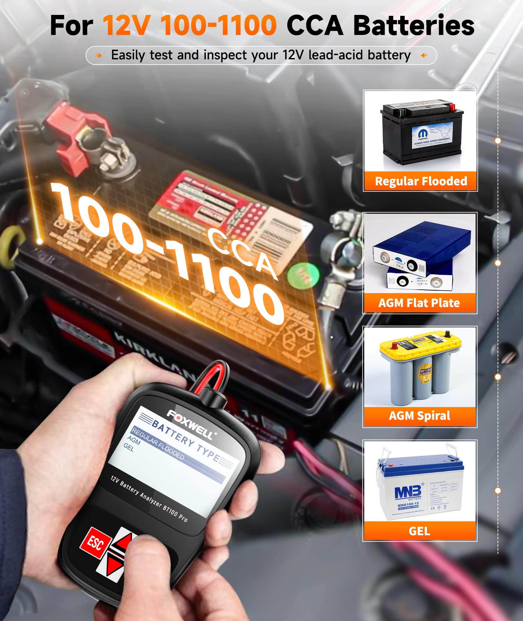 FOXWELL NT510 Elite Fit for BMW OBD2 Scanner + FOXWELL BT100 Battery Tester for 12V Car Batteries