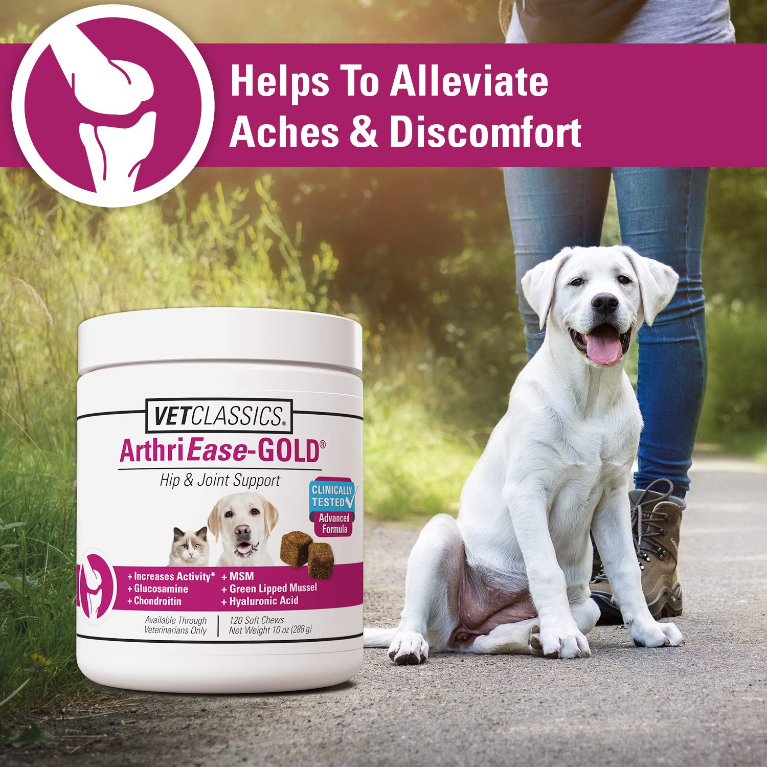 Vet Classics ArthriEASE-Gold Advanced Joint Support for Dogs, Cats, β Supports Pet Flexibility, Discomfort β Helps Improve Dog Joint Movement, Cat Cartilage Health - Includes Antioxidants β 120 Ct.