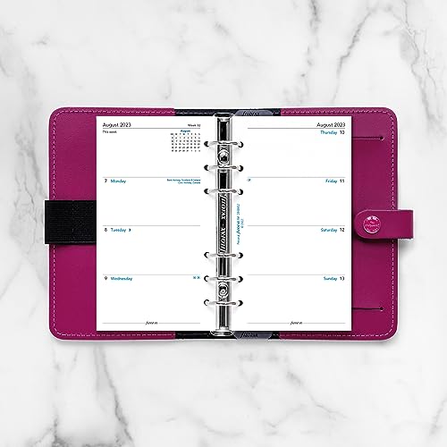 Filofax Calendar Diary Refill, Personal/Compact Size, Week-to-View, Academic, White Paper, Unruled, English, August 2023 to July 2024 (C68452-24)