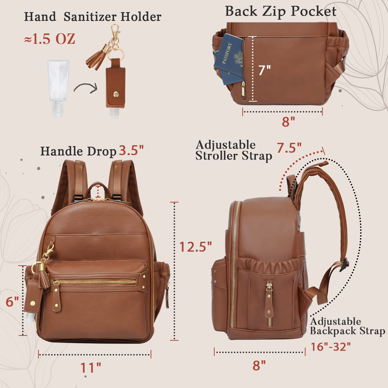 miss fong Diaper Bag Backpack Leather Diaper Bag(Regular Size & Mini Size)