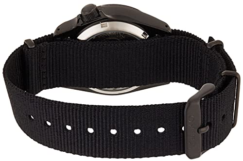 SEIKO Men's 5 Sports Stainless Steel Automatic Watch with Nylon Strap, Black, 22 (Model: SRPE69)
