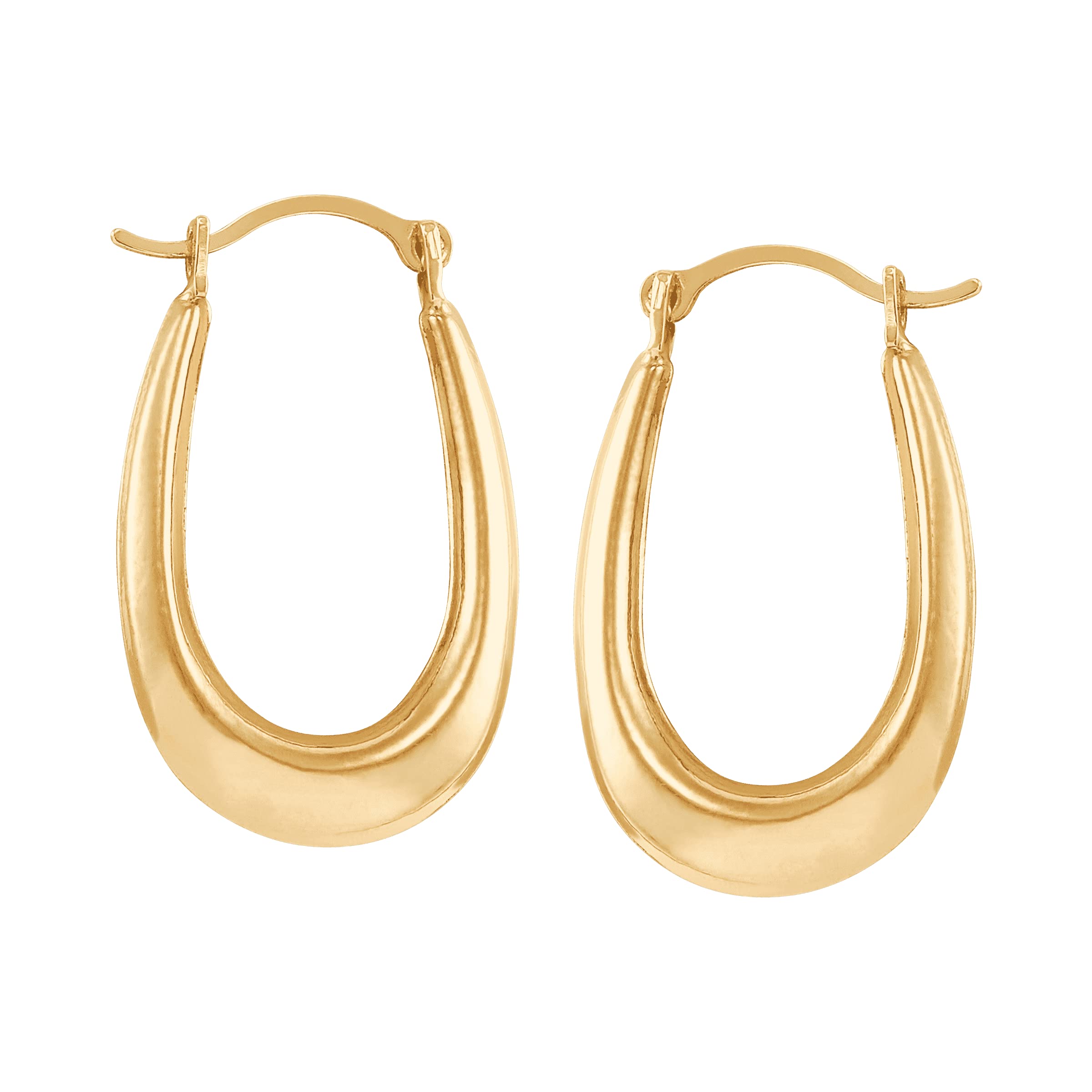 Finecraft 20mm Oval Hoop Earrings in 14K Yellow Gold