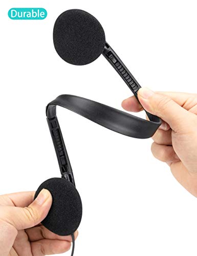 QWERDF 48 Packs Headphones Bulk for Classroom School Student Wired On-Ear Headsets Earphones Class Set Individually Bagged (Black)