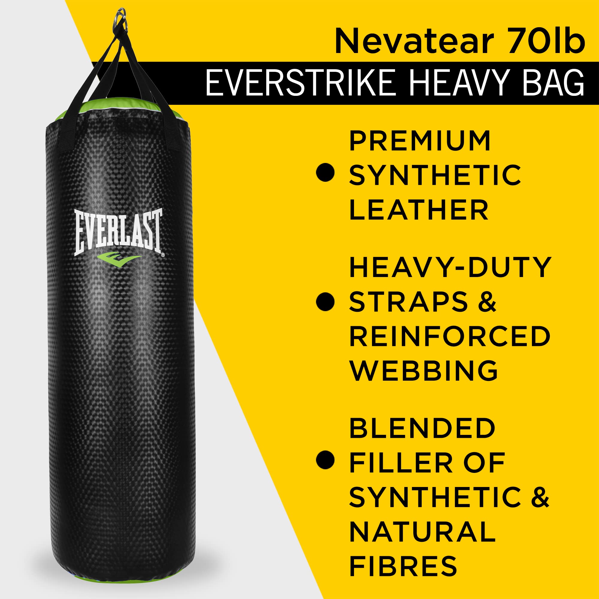 Everlast P00000517 70 Lb Bilingual Everstrike Heavy Bag Black/Green 70 LB