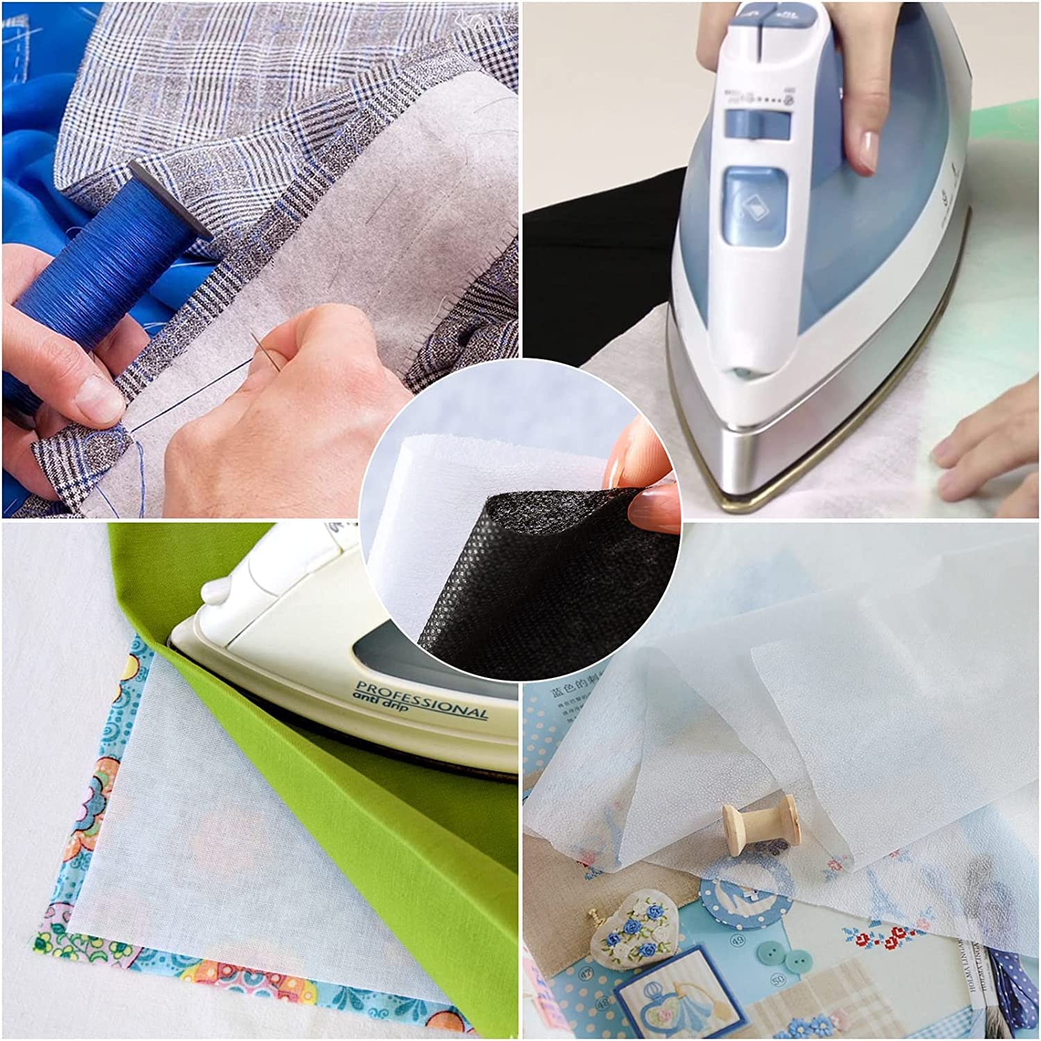 Fusible Interfacing,39 inches x 2.2 yards(1m x2m) Interfacing for Sewing,Cover The needlepoint stitches on The back of Stitch and Zip projects,Fused Beautifully with The Iron