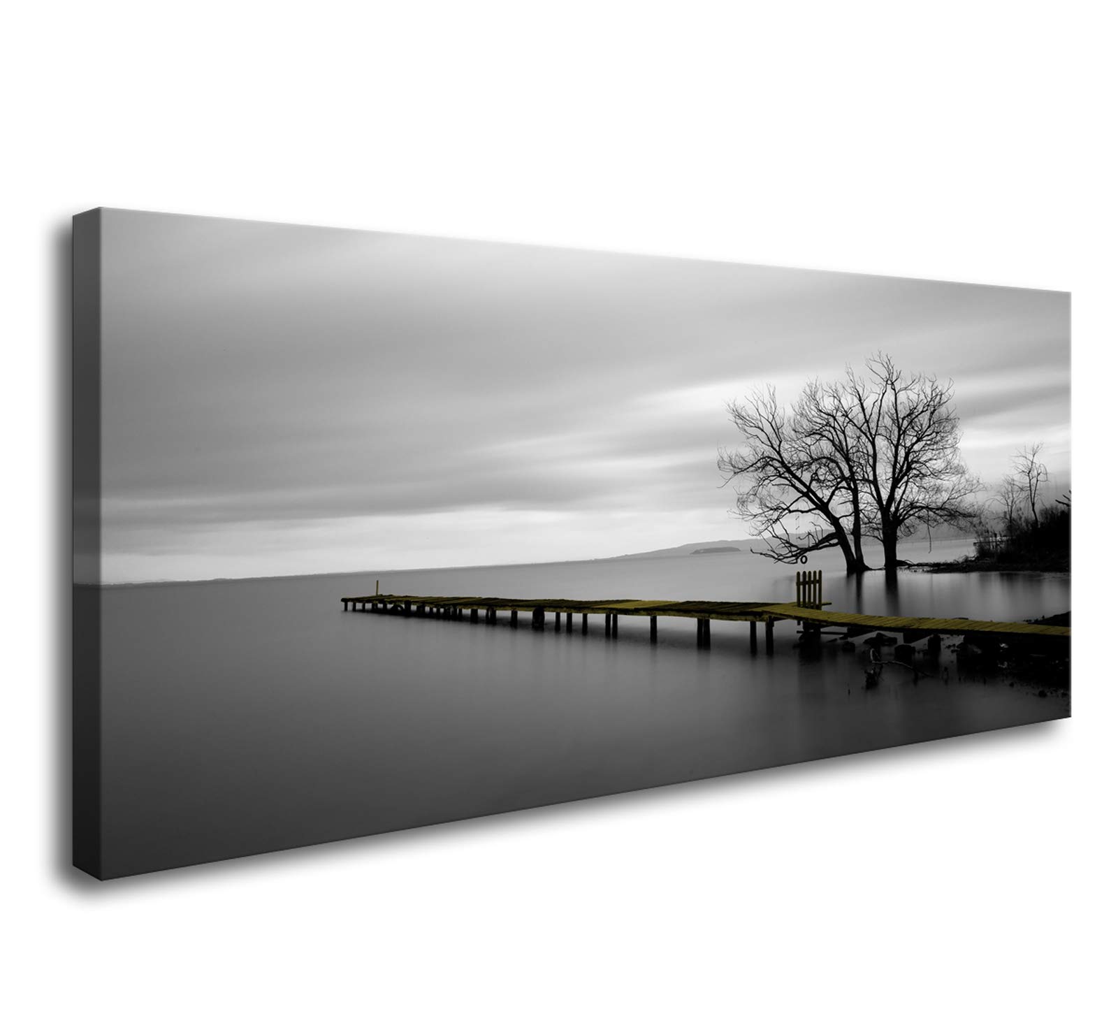 DZL Art S74950 Gray Canvas Prints Modern Minimalist Black and White Lake Trees Landscape Wall Art Painting for Living Room Bedroom Decor Office Wall Decor Home Decoration