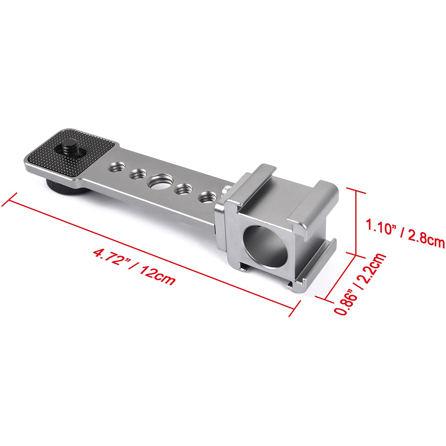 Fotoconic Triple Cold Shoe Extension Bar, Microphone Led Light Camera Bracket Mount for DJI OM4 OSMO Mobile 3, Smooth 4, Hohem iSteady Mobile+, Feiyu, MOZA, DSLR, Gimbal Stabilizer (Sliver)