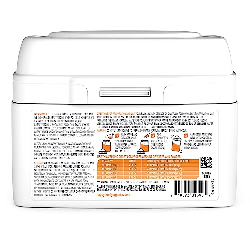 Happy Baby Organics Infant Formula, Milk Based Powder with Iron Stage 1, 21 Ounce (Pack of 1) packaging may vary