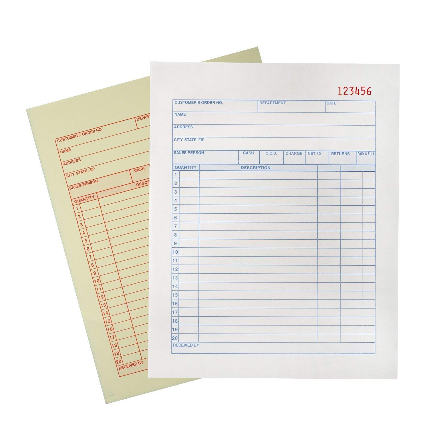 E-Clips 22664 Sales Order Receipt Invoice Book, 30 Carbonless 2 Part White and Canary Yellow Copies, 8.5x11-inch 1-Book