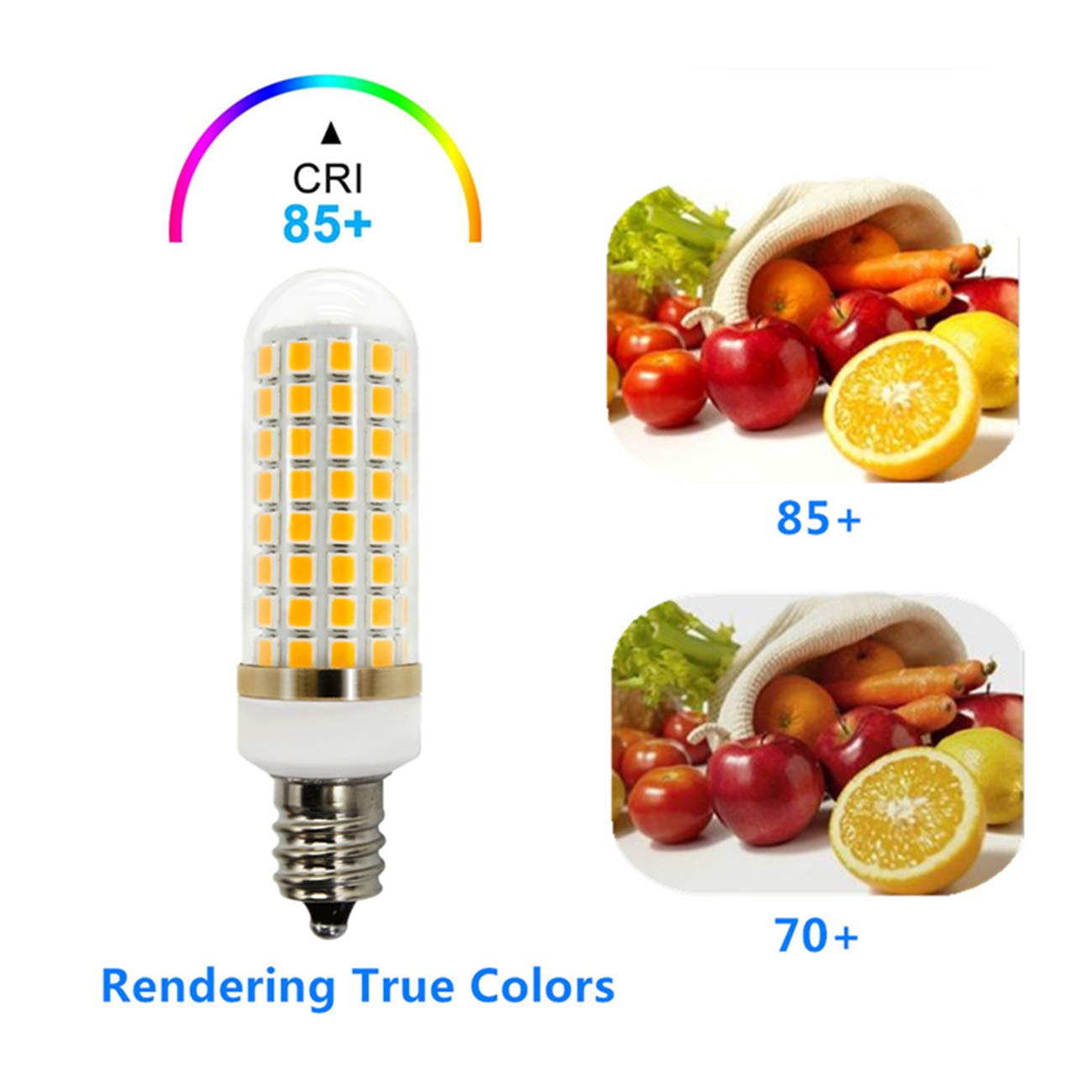 E12 LED Bulbs 8W Dimmable Candelabra Light Bulbs Equivalent 75W Halogen Bulbs Warm White 3000K T6 E12 Candelabra Base AC110-130V for Ceiling Fan Chandelier Lighting [4-Pack]