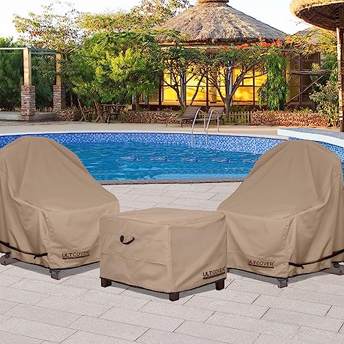 ULTCOVER Waterproof Patio Ottoman Cover Square Outdoor Side Table Furniture Covers Size 22L x 22W x 18H inch