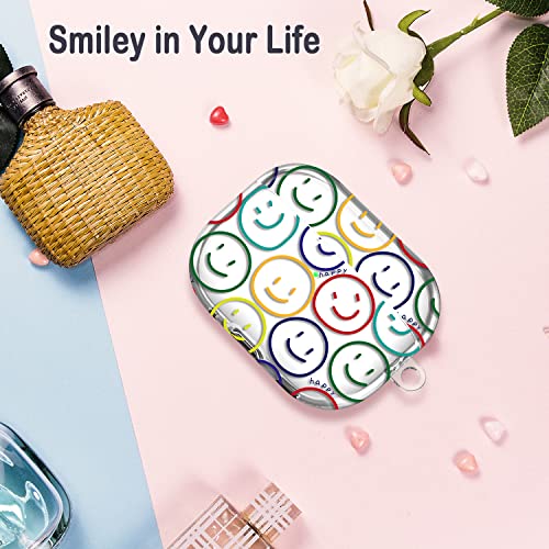 R-fun Airpods Pro 2nd Generation/1st Generation Case Cover,Cute Flroal Clear TPU Protective Case for Women Girls with Keychain Compatible with Apple AirPods Pro(2019/2022),Smile