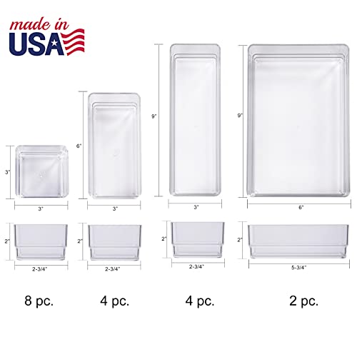 STORi SimpleSort 18-Piece Stackable Clear Drawer Organizer Set | Multi-size Trays | Makeup Vanity Storage Bins and Office Desk Drawer Dividers | Made in USA