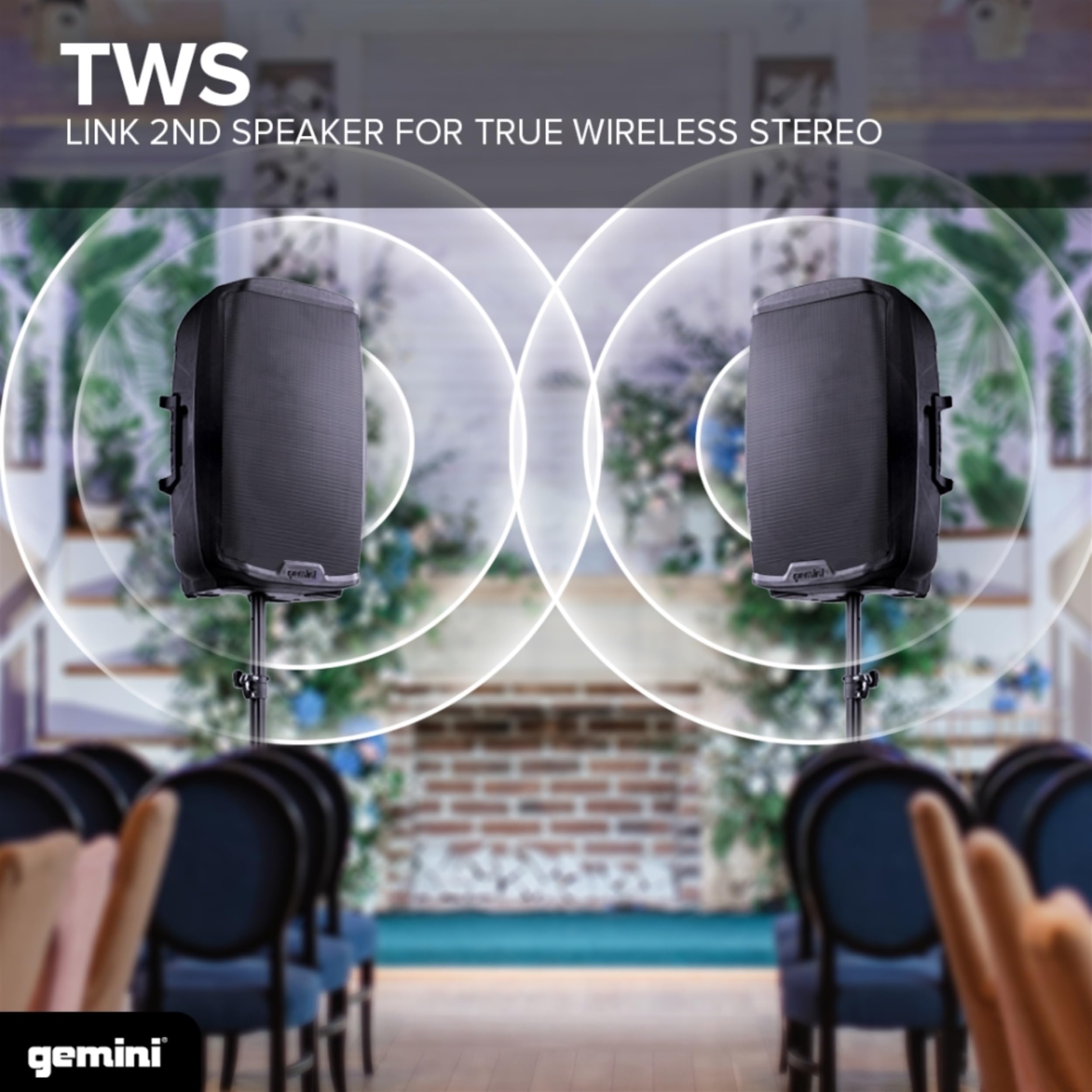 Gemini Sound AS-2115BT-PK 2000 Watt 15 Inch Woofer Professional Active Bluetooth DJ PA Speaker, Stand, Mic and Remote Set with Onboard 3-Channel. TWS Stereo Pairing/Linking and Pro Fly Points