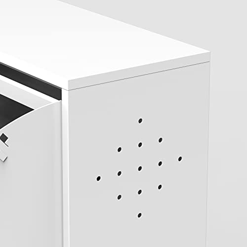 Metal Shoe Cabinet with 3 Flip Drawers, Wall Mounted & Upright Narrow Shoe Storage Organizer with Adjustable Shelf, Modern White Free Standing Shoe Cabinet for Entryway, Hallway, Holds 20 Pair Shoes
