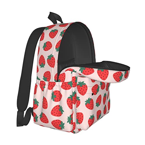 SDEOH 17 Inch Strawberry Backpack For Women Men Lightweight Laptop Bag Travel Hiking Camping Daypack