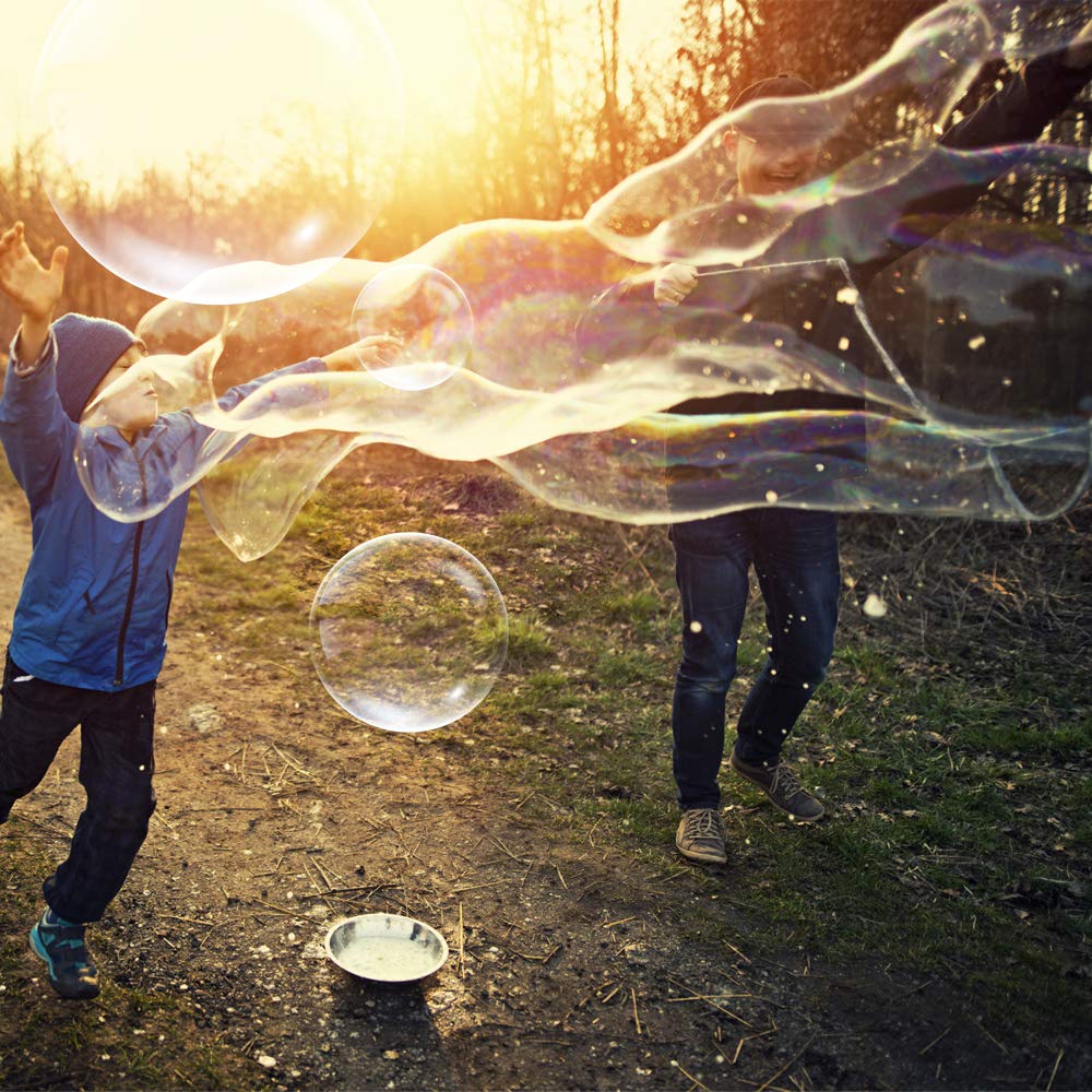 E-KNOW Bubble Wand, 4 Pack Giant Bubble Wand Outdoor Toy for Kids, Recyclable Stainless Steel, Telescopic Design Bubble Party Favors,Works Best with Bubbleventi Bubble Mix