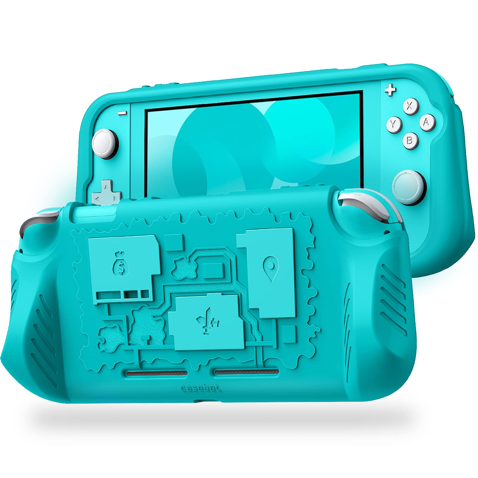 Fintie Case for Nintendo Switch Lite 2019 w/3 Game Card Slots - Soft Silicone [Shock Proof] [Anti-Slip] Protective Cover w/Ergonomic Grip Comfortable Grip Case for Switch Lite Console, Turquoise
