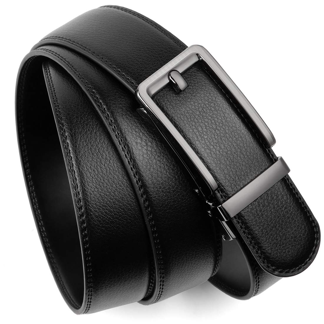Founders & C Ratchet Click Belt 2 Pack,Leather Slide Dress Comfort Belt Adjustable with Buckle Gift Set (28"-42" Waist Adjustable, Black Dress Belt/Brown Click Belt)