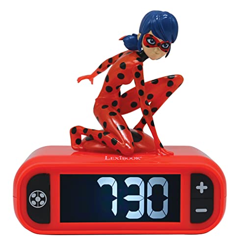 Lexibook - Miraculous Digital Alarm Clock with Night Light Snooze, Clock, Luminous Ladybug, Red colour - RL800MI