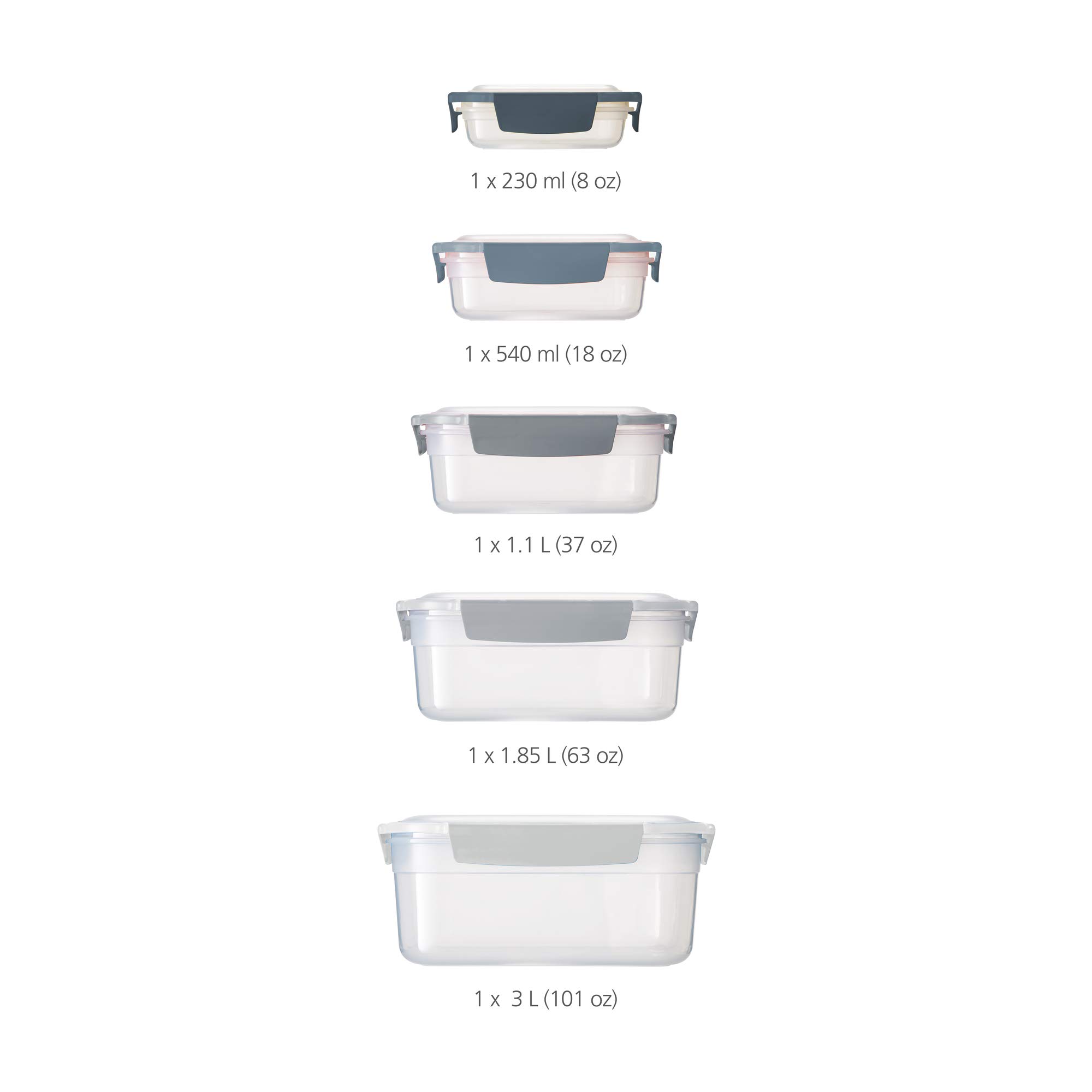 Joseph Joseph Nest Lock Plastic BPA Free Food Storage Container Set with Lockable Airtight Leakproof Lids, 10-Piece, Sky