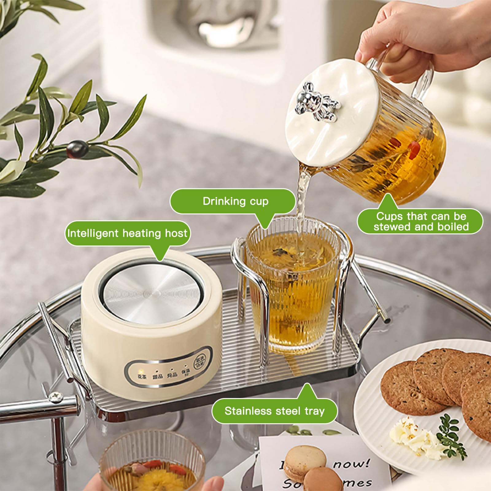 GGNKT Suitable Electric Kettle for Home and Office, Small Electric Tea Kettle with Insulation, Milky White Healthy Kettle.