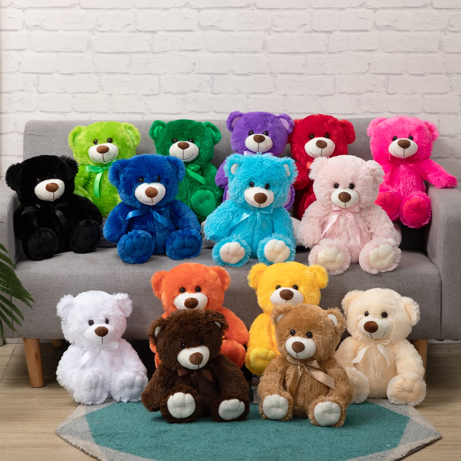 HOHO Super Color Teddy Bear Stuffed Animals Plush Stuffed Bear Congratulations Baby Shower Birthday Pink 14 inch