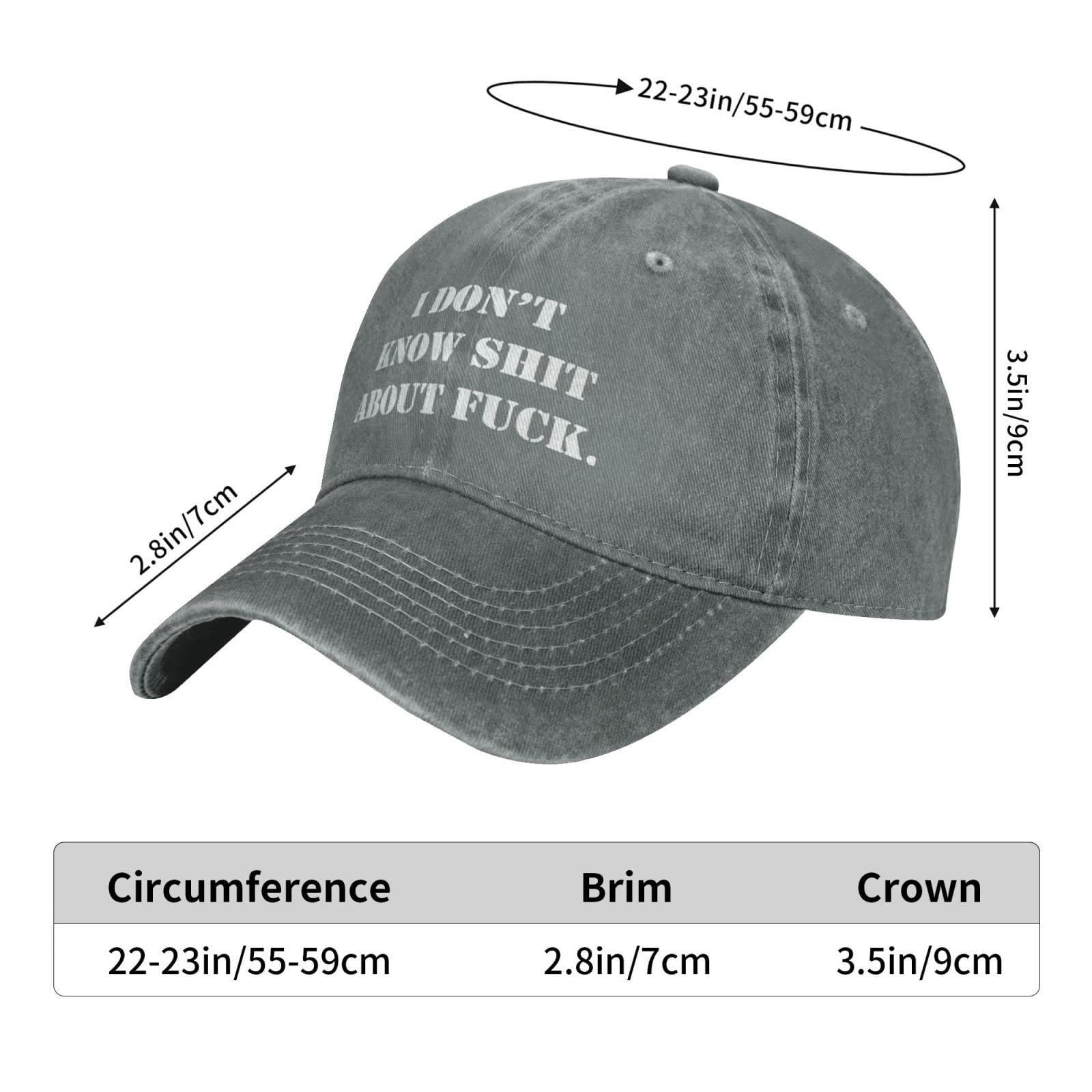 I Don't Know Shit About Fuck Unisex Denim Cowboy Hat Baseball Cap Sun Hats Gray Trucker Hats