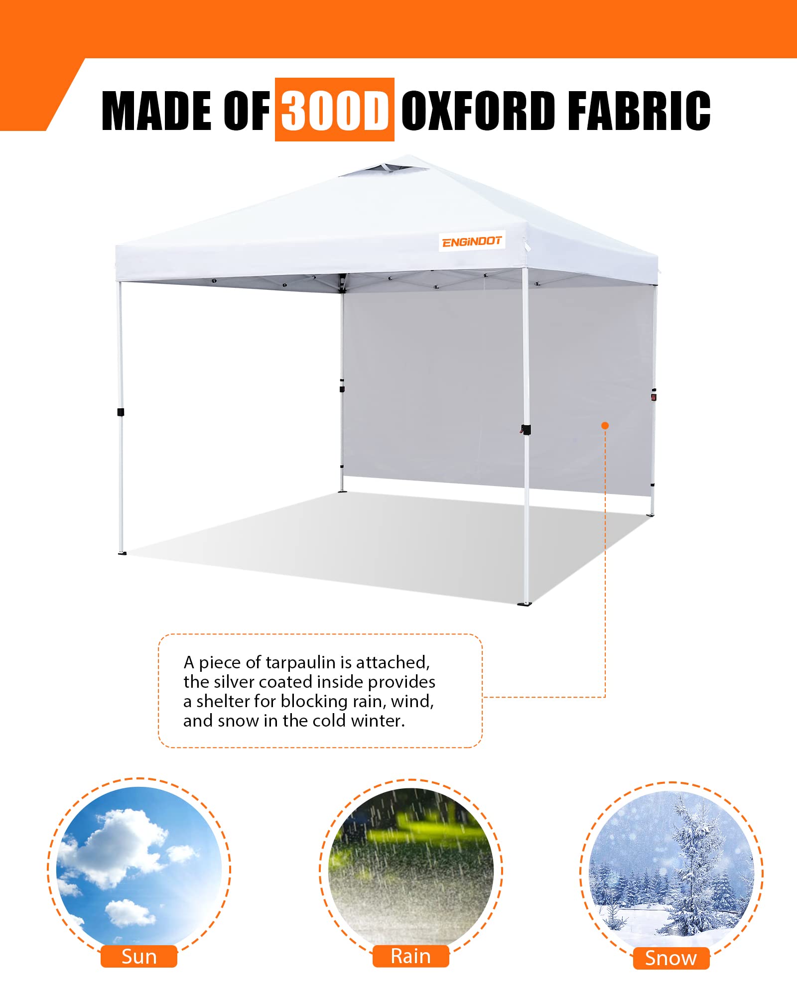 ENGiNDOT 10x10 Pop up Canopy Tent, Easy up Instant Canopy with Sidewall, Water Resistance Outdoor Canopy for Party/Exhibition/Picnic