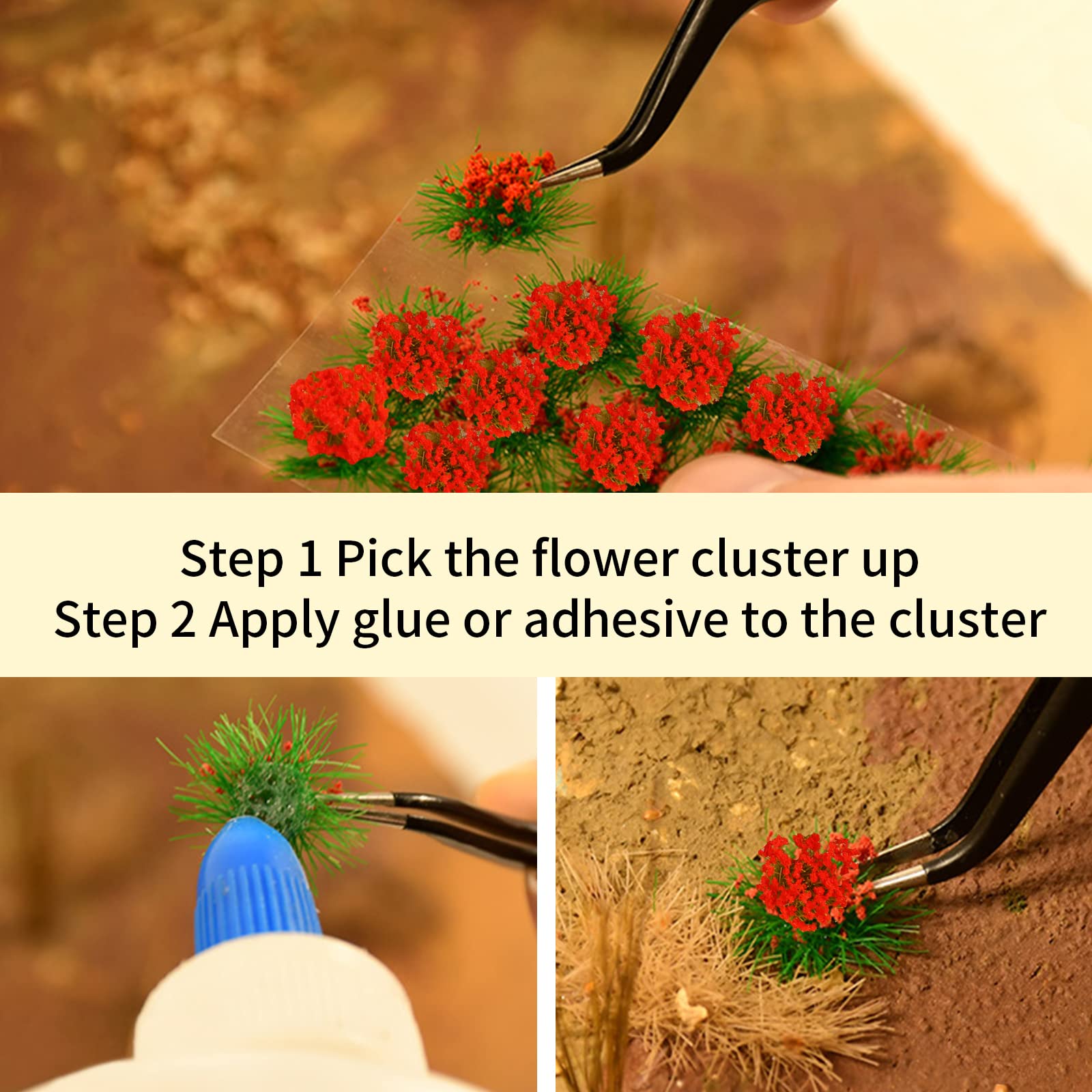 FOIMAS 60pcs Miniature Flower Cluster Colorful Flower Vegetation Groups Grass Tufts Static Scenery Model for DIY Craft Train Landscape Railroad Scenery Sand Military Layout Model War Gaming Terrain
