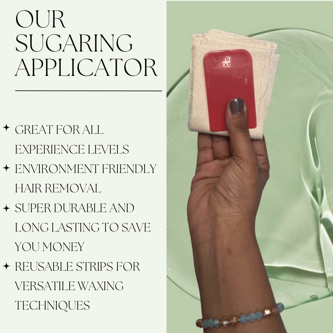 KANDAKA BEAUTY Sugar Waxing Kit - Brazilian Wax Applicator with Strips for Women's Hair Removal