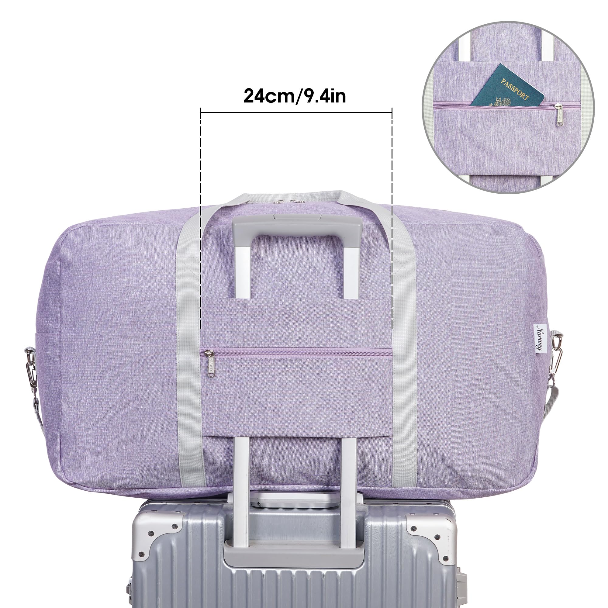 Extra Large Travel Duffel Bag Foldable Weekender Packable Lightweight Luggage Bag Overnight for Women and Men 85L (Purple (With Shoulder Strap))