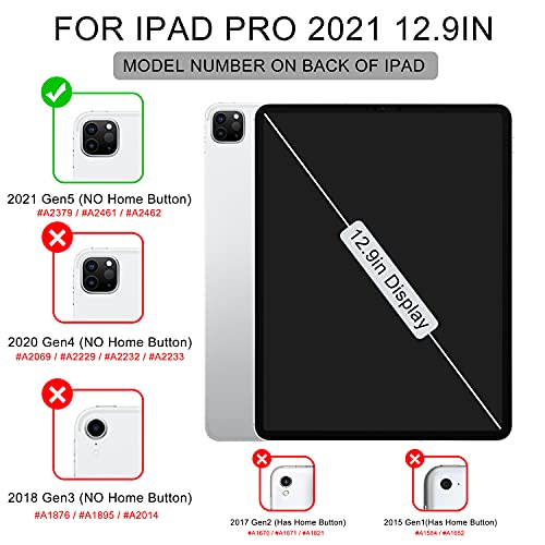 Tuosake iPad Pro 12.9 Case 2021/2022 5th/6th Generation with Pencil Holder,Slim Lightweight Trifold Stand Case【Pencil Charging+Auto Sleep/Wake】 Soft TPU Back Cover for iPad Pro 12.9 inch-Book