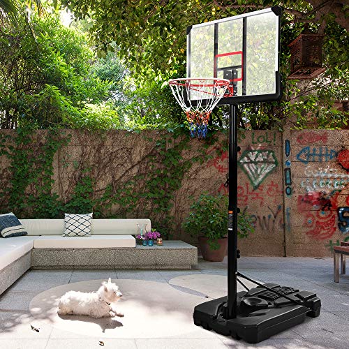 HomSof Portable Basketball Hoop Basketball System 6.6-10ft Height Adjustment for Youth Adults LED Basketball Hoop Lights,Colorful Lights,Waterproof,Super Bright,6.6Ft-10Ft