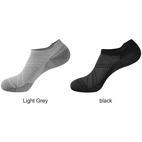 ECOEY Ultimate No Show Merino Wool Performance Athletic Running Socks for Men and Women (Light Grey 4P, 10-13)