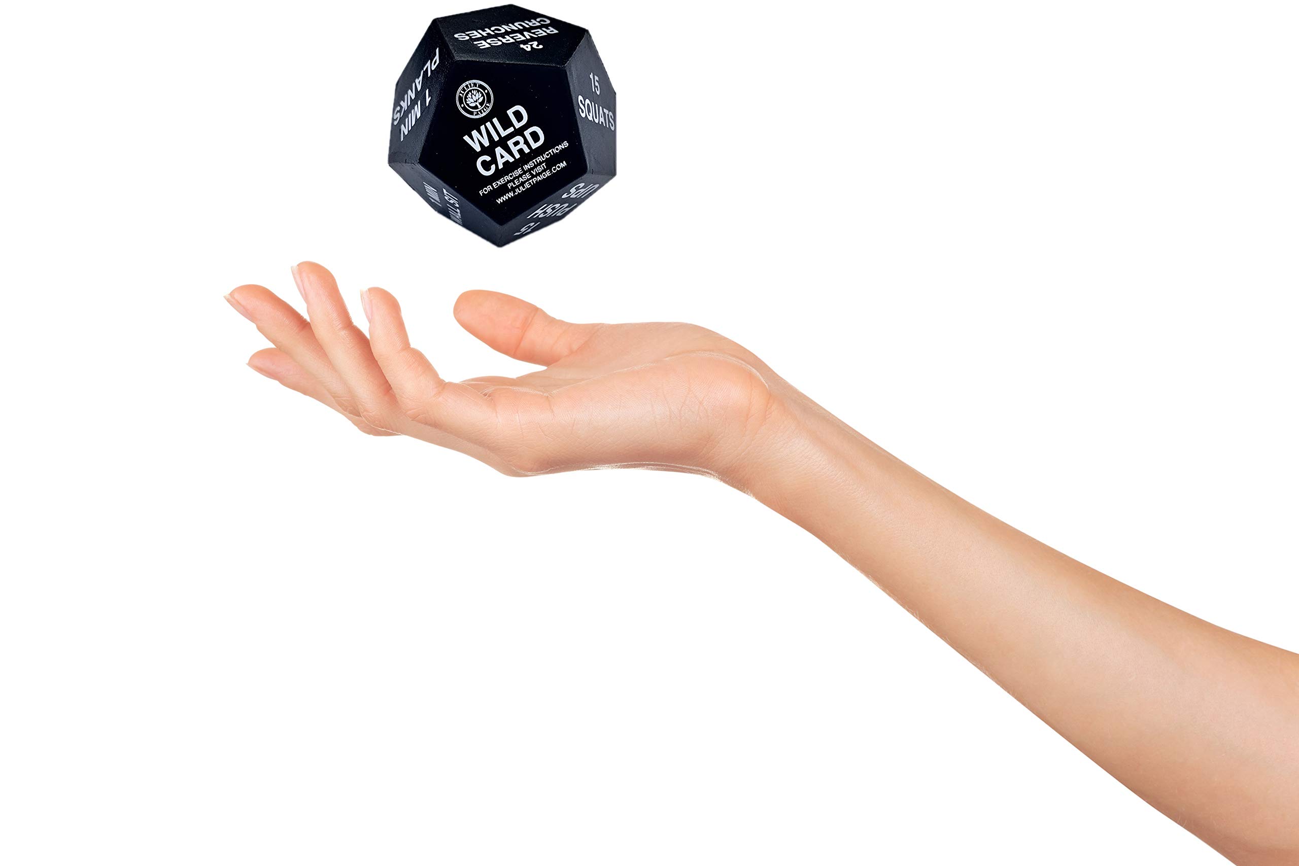 Exercise Dice Cube for Fitness, Gym Workouts, WOD, Home Bodyweight HIIT, and Adult Sports Training - 3 Inches in Diameter - 12 Sided (White (Intermediate))