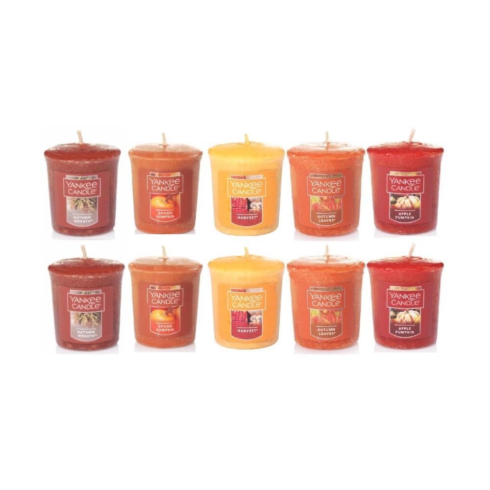 Yankee Candle Fall/Autumn Votives - Macintosh, Sugar & Spice, Cinnamon Stick, Pumpkin Apple Parfait, Spiced Pumpkin - Set of 10