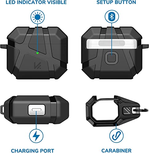 KMMIN Airpods 3rd Generation Case with Keychain Hard TPU Full-Body Rugged Protective Airpod Case 3rd Generation Airpod 3 Case for Men Women Wireless Charge Front LED Visible-Black
