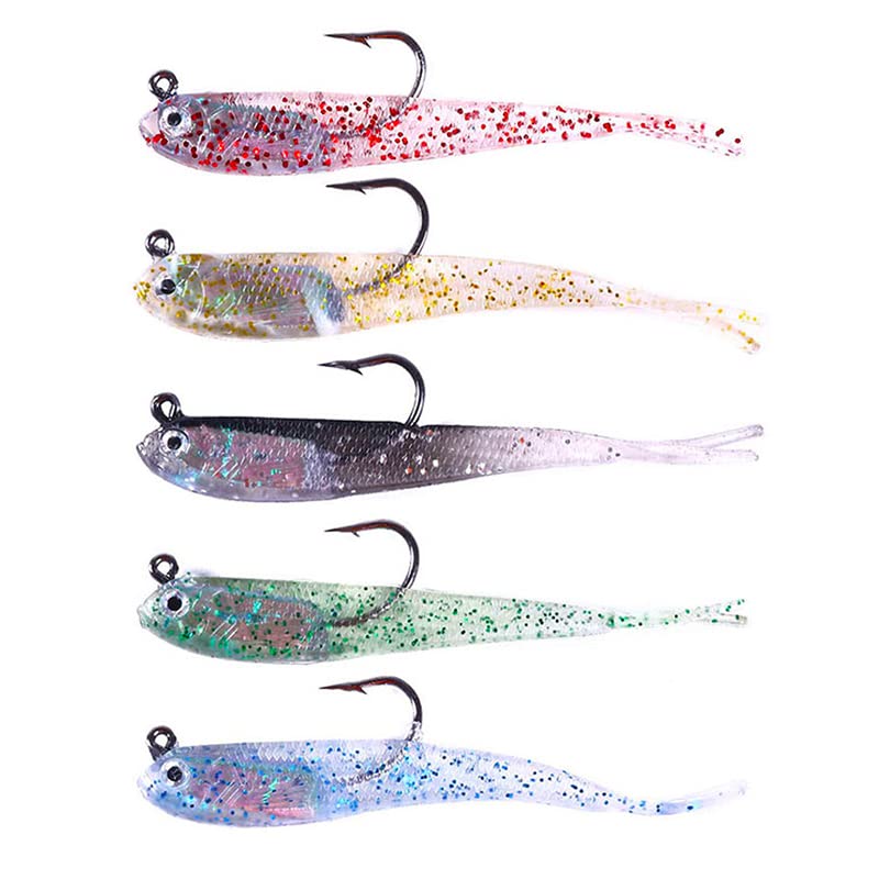 HENGJIA Pre-Rigged Weedless Fishing Lures，Paddle tail Swimbaits，Dark Sleeper Swimbait，Soft Plastic Fishing Lures，Fishing Lures for Freshwater/Saltwater，Bass Trout Crappie Walleye Pike Fishing Jigs