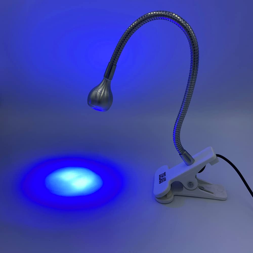 ZOELASS Big Chip 395nm Flash Cure lamp for Gel Nails with Gooseneck and clamp Portable UV Blacklight 5V USB Input (Sliver 2W)