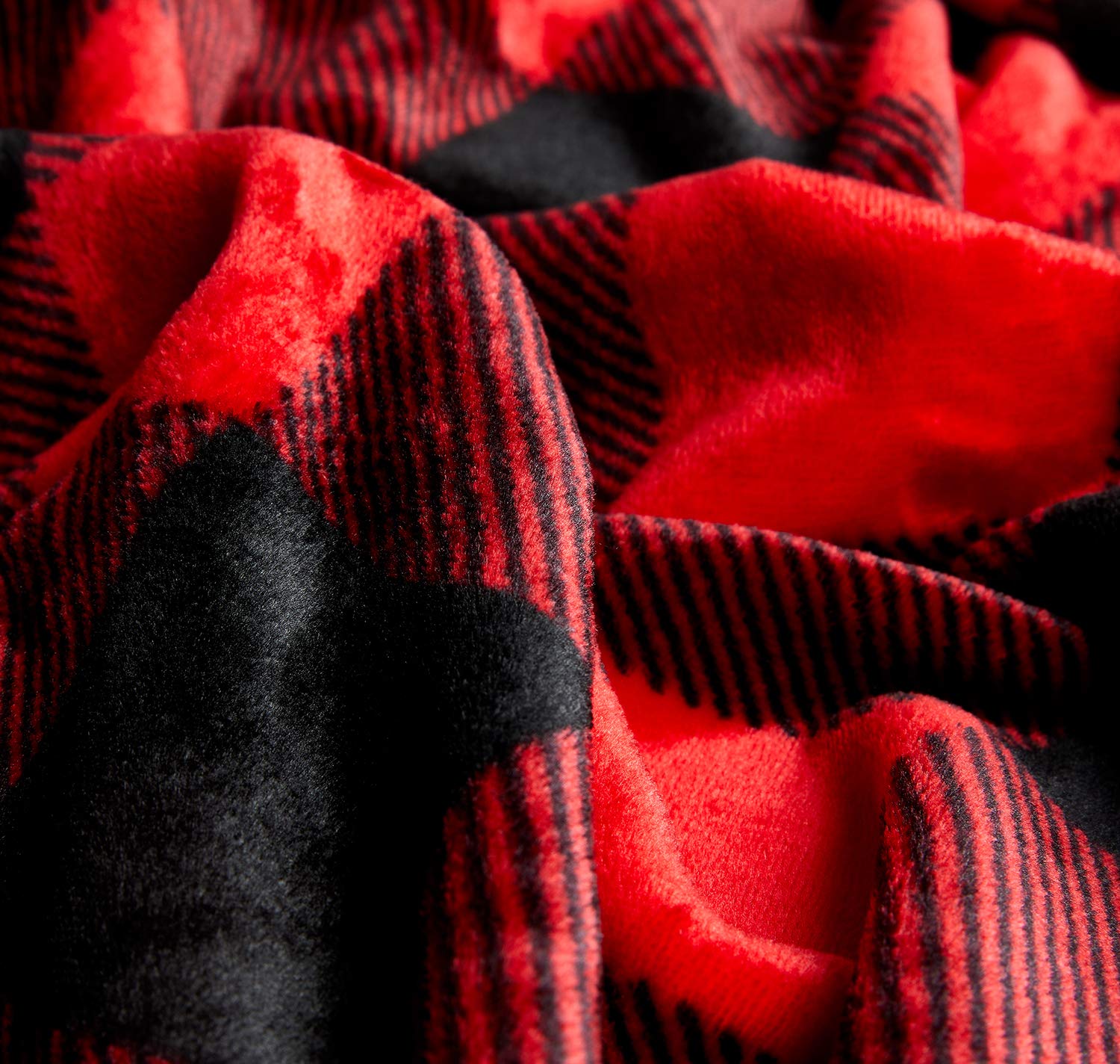 FFLMYUHUL I U Fuzzy Throw Blanket with Super Soft and Warm Throw Flannel Blanket … (Tz01-red Check, 50" L x 60" W)