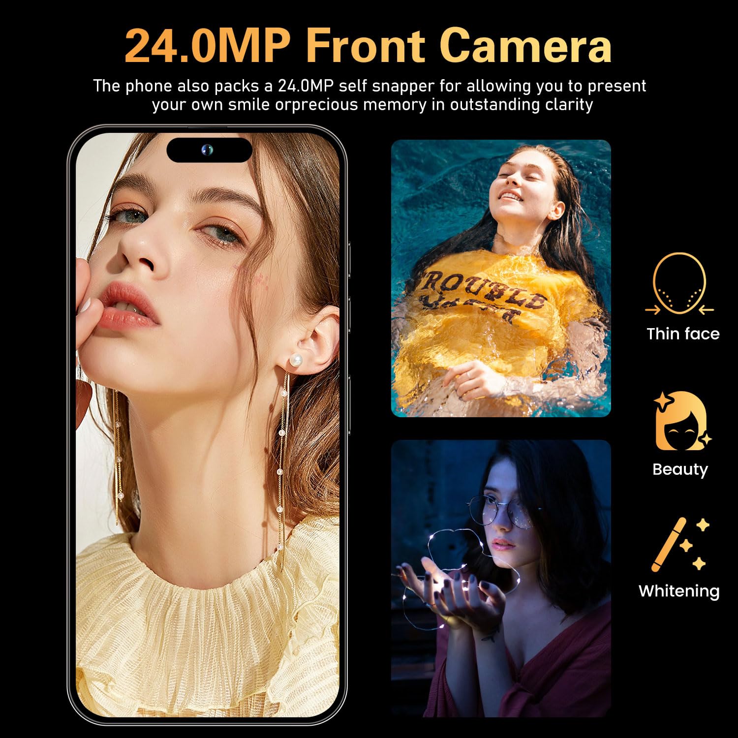 ExAchat A14 5G Unlocked Cell Phones, 6GB + 256GB, 8-Core, 6.82" HD Display Smartphone, Android 13.0, 6000 mAh,64MP + 24MP, Android Phones That Support Face/Fingerprint Recognition-White