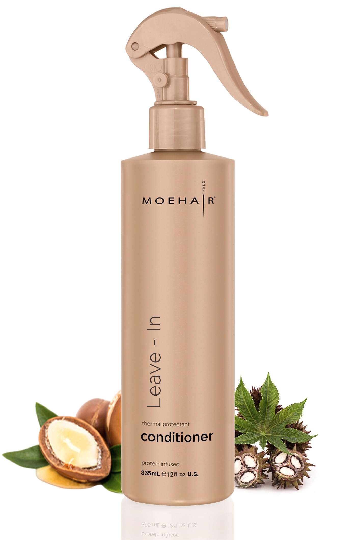 MOEHAIR Leave-in Conditioner (12 Fl. Oz.) | Infused with Proteins and Argan Oil | Curly Hair Detangler Spray For Women & Men | Hair Softener | Breakage and Split End Repair | Sulfate and Paraben Free