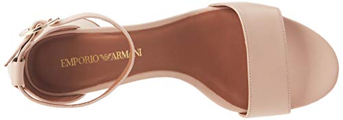 Emporio Armani Women's Block Heel Ankle Strap Sandal Heeled, Nude, 35M Medium EU (5.5 US)