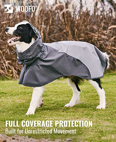 WOOFO Dog Rain Poncho, Waterproof & Windproof Dog Rain Coat for Wet Weather|Super Adjustable, Designed with Leash Hole and Reflective Strip,Size Small