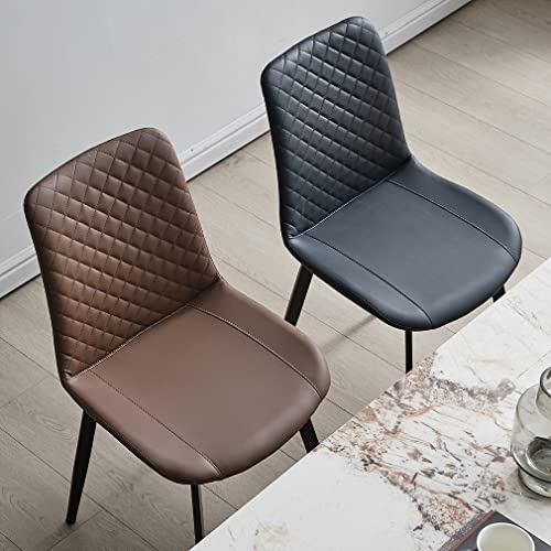 seonyou Black Dining Chairs Set of 6 for Kitchen Dining Room, Upholstered Leather Mid Century Modern Dining Chair