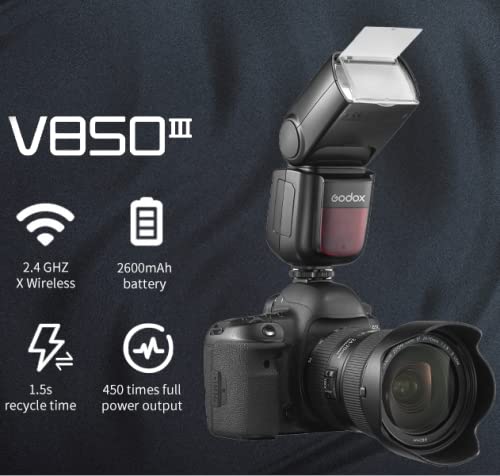 GODOX V850III Camera Flash, GN60 2.4G 1/8000s HSS Speedlight with 2600mAh Li-ion Battery, 1.5s Recycle time Compatible for Canon,Nikon,Pentax,Olympus,Fuji, etc. for Wedding Portrait Studio Photography